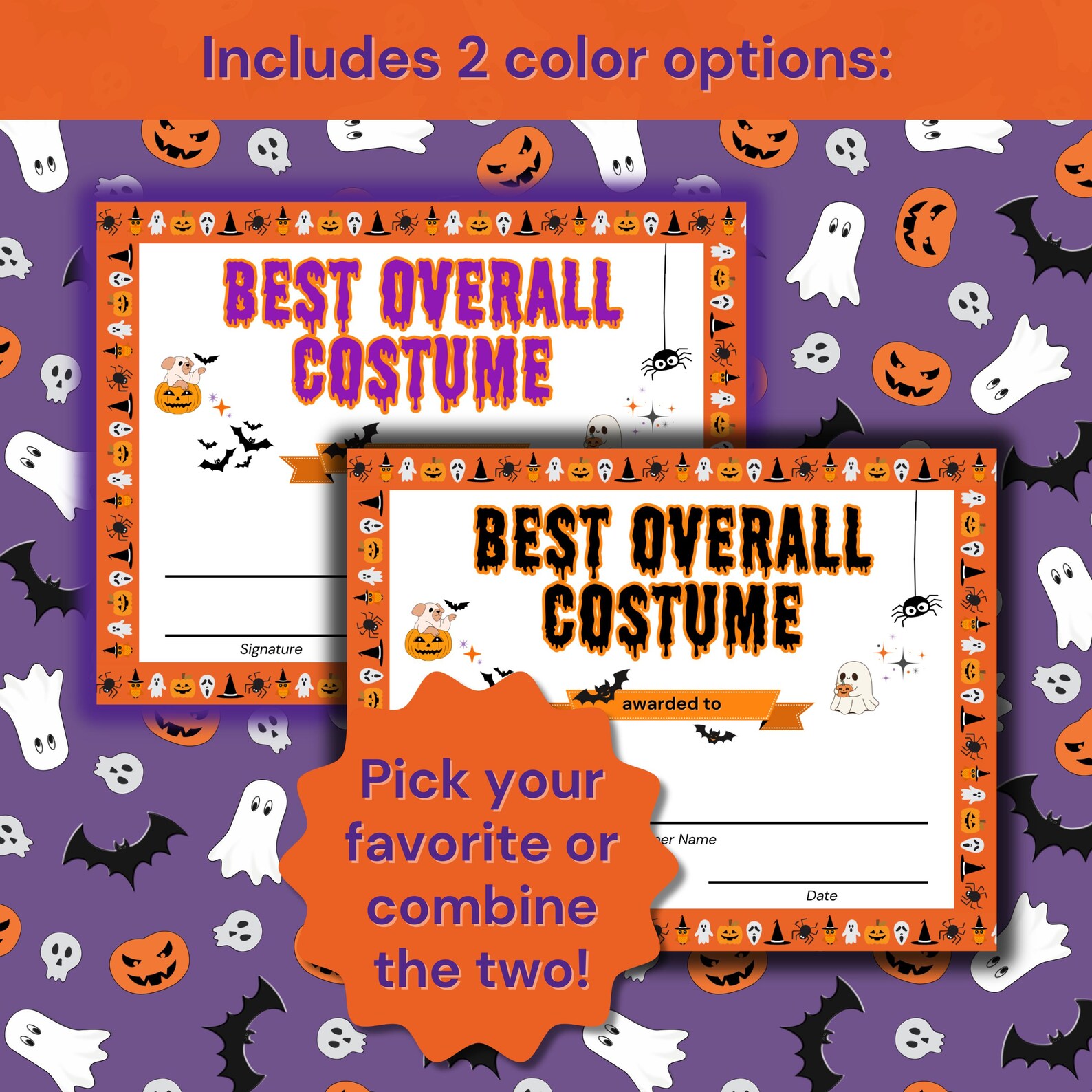 12 Printable Halloween Costume Contest Award Certificates | Fun ...