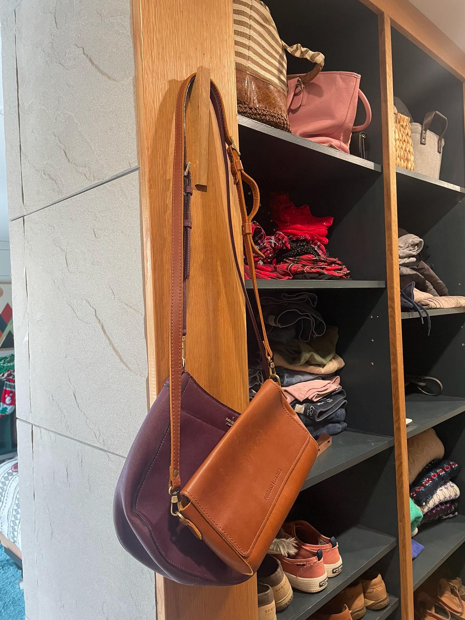 Purse Hanger Wall Mounted Wooden Hook for Women's Bags Closet Storage ...