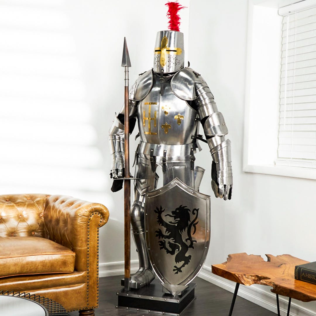 Knight Templar Crusader Full Body Armor Suit With Wooden Base - Etsy