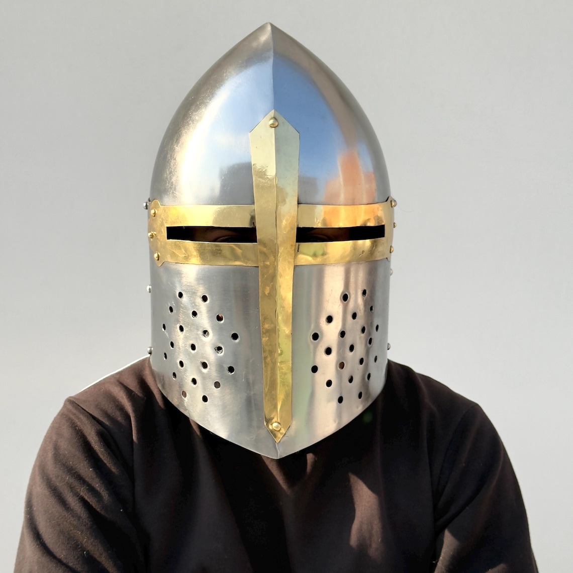 Medieval Sugarloaf Helmet Knight Armor Crusader Ancient LARP Templar ...
