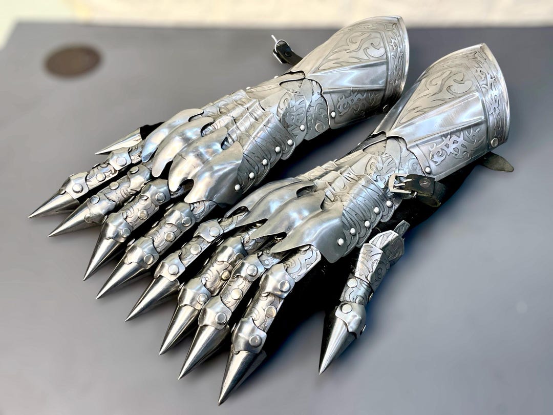 Medieval Nazgul Etching Gloves Set ~ Medieval Knight Gothic Gauntlet ...