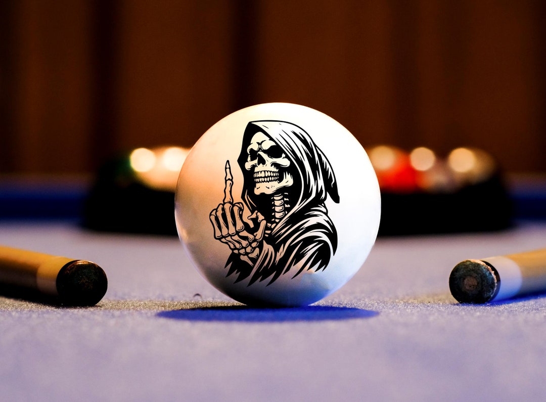 Grim Reaper Skeleton Engraved Cue Ball, Billiard & Snooker Cue Ball ...