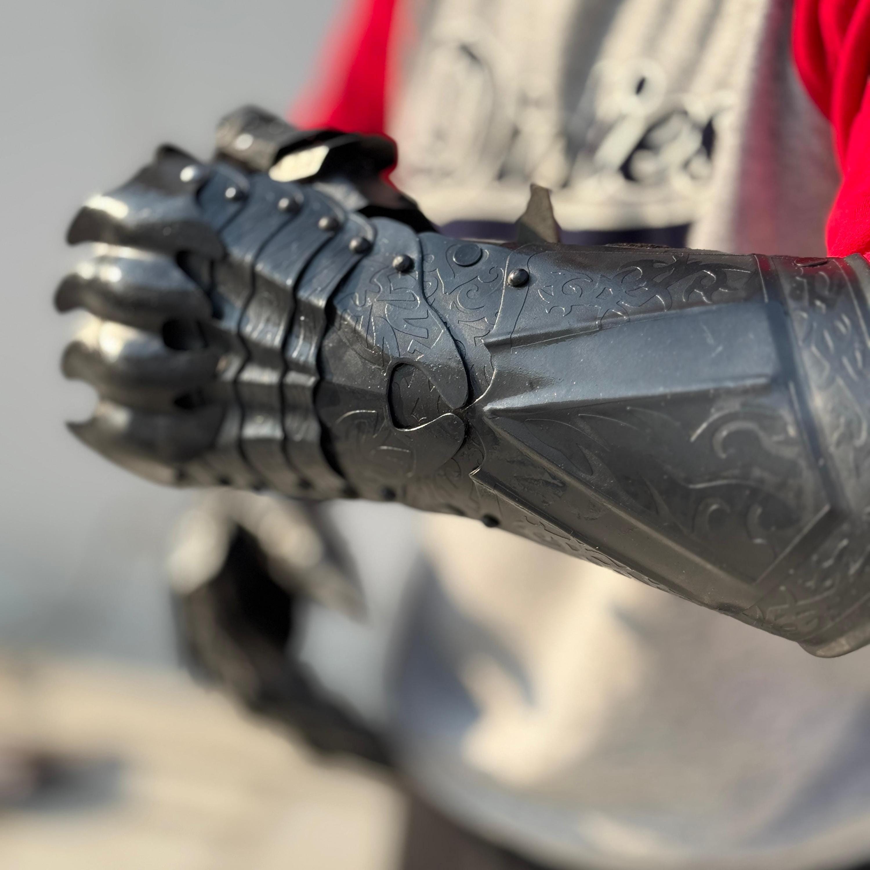 Nazgul Fantasy Black Etching Gloves Set Medieval Knight Gothic Gauntlet ...