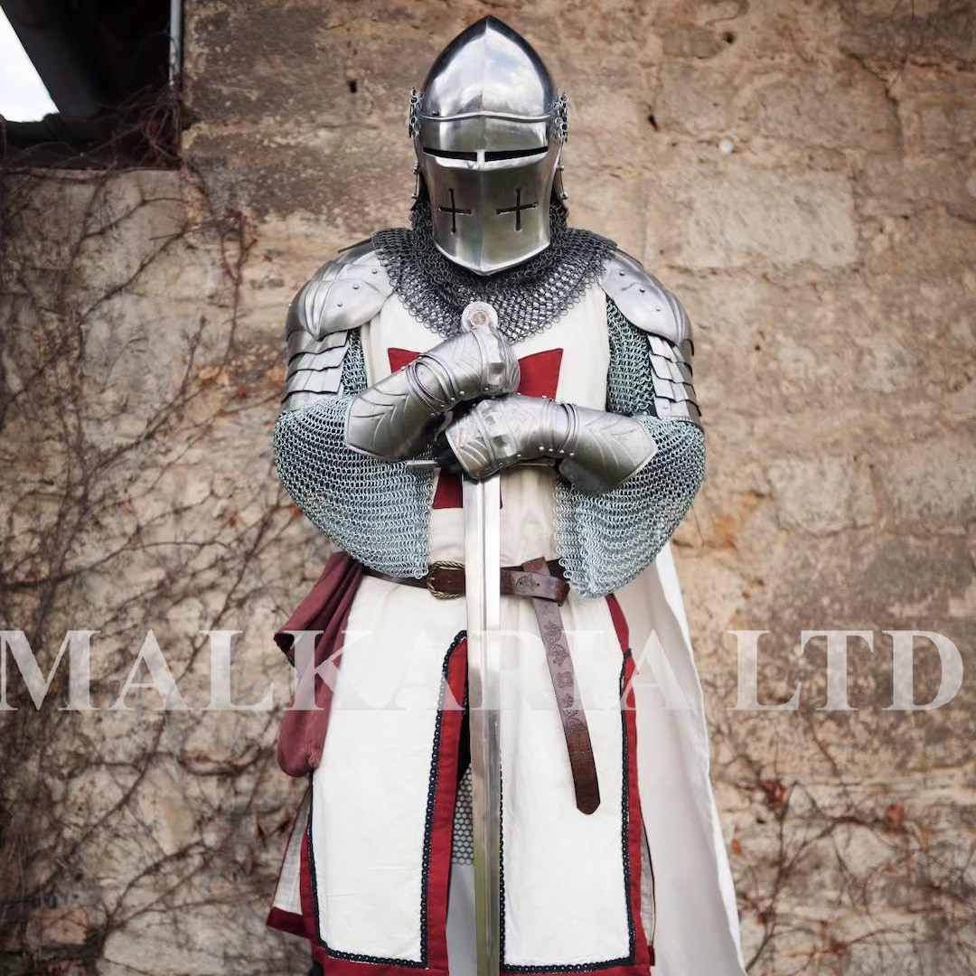 Medieval Knight Crusader Full Armor Set, Full Mild Steel Cosplay ...