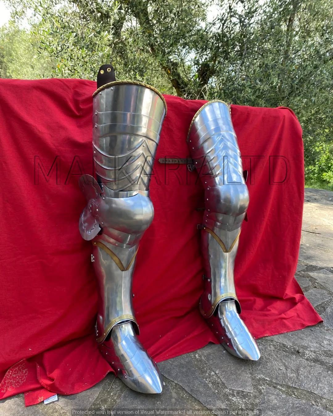 Medieval Steel Leg Armor With Sabatons | Full Knight Leg Guard Greaves ...