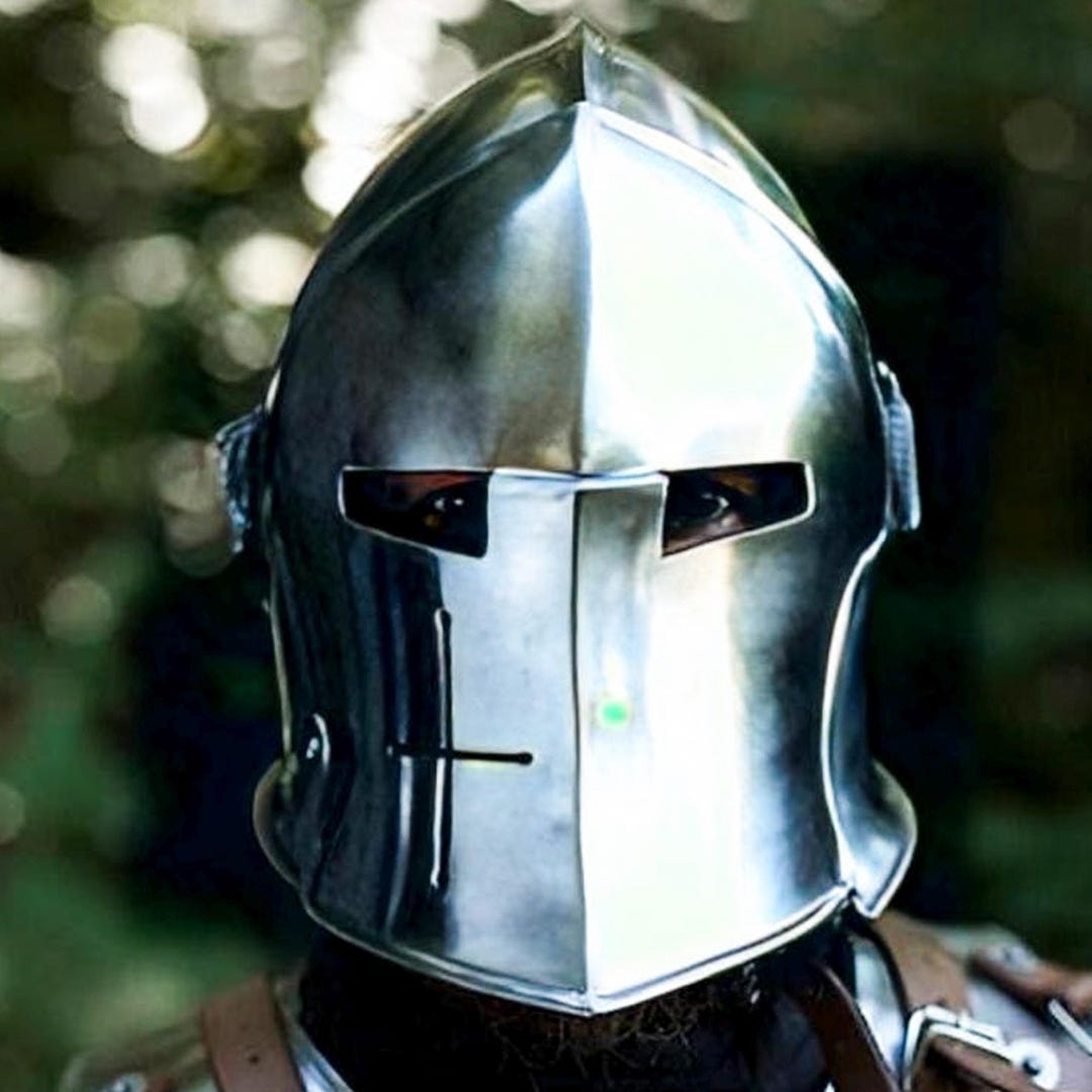 Barbuta Helmet With Visor – Medieval Knight Armor – 18 Gauge Steel ...