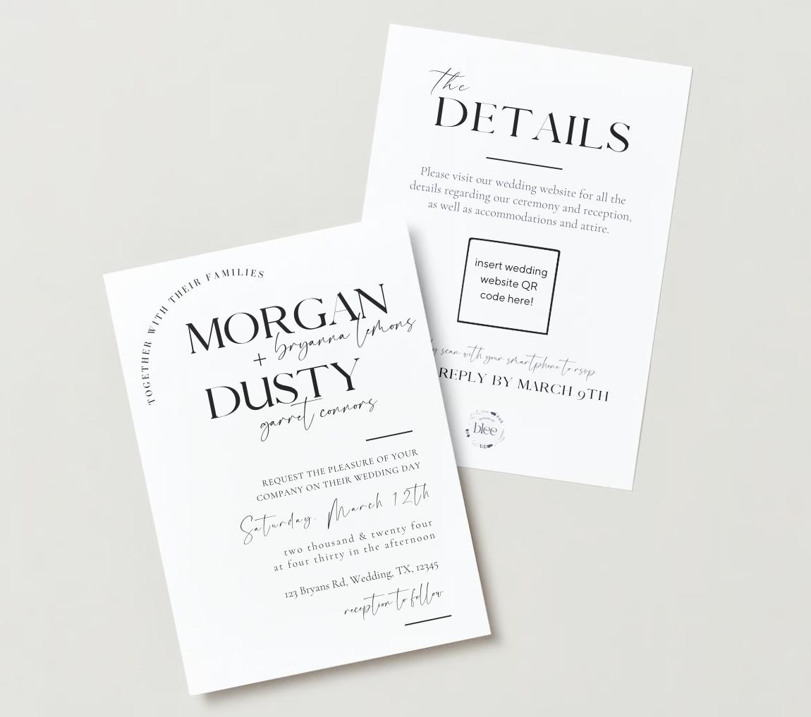 Curved Simplistic Wedding Invitation - Etsy