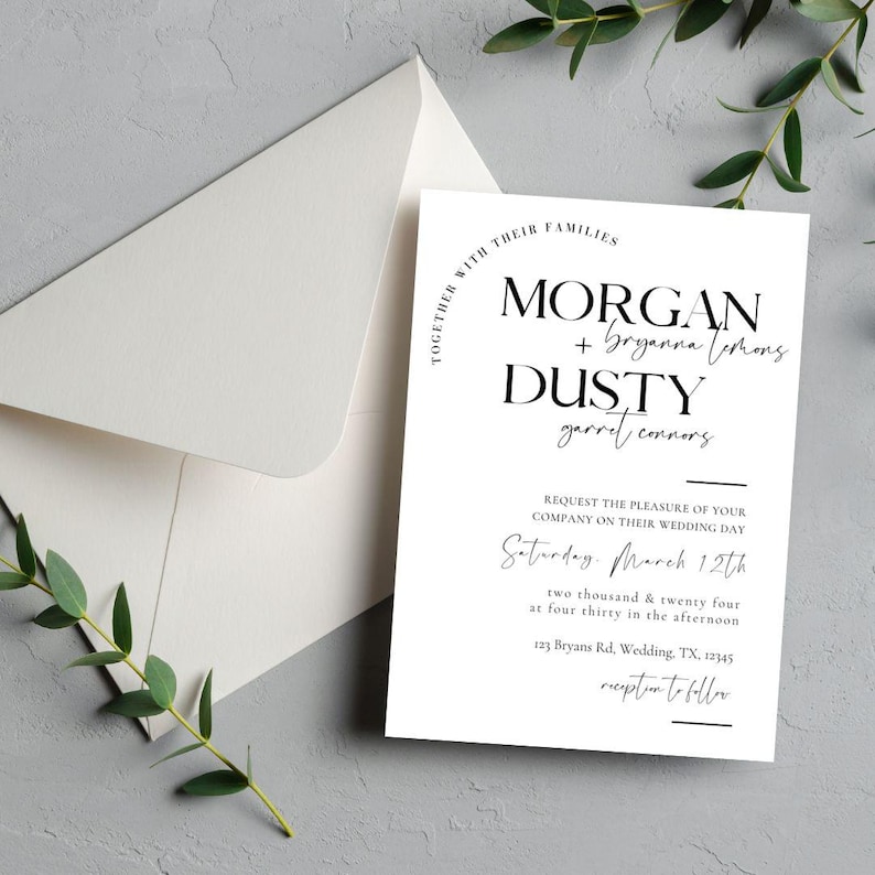 Curved Simplistic Wedding Invitation - Etsy