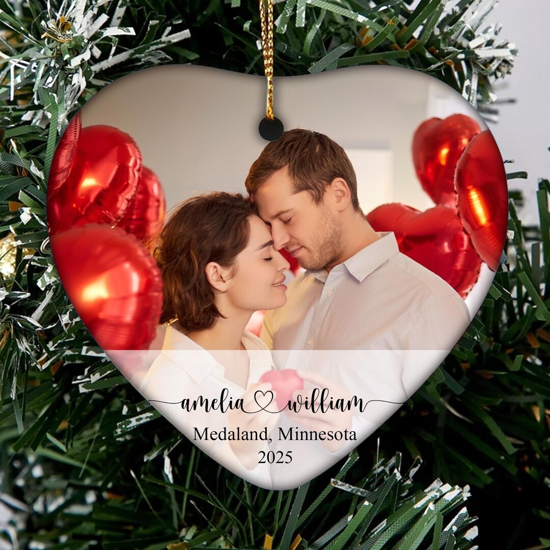 Personalized Couple Photo Ornament, Custom Picture Ornament, Valentine ...