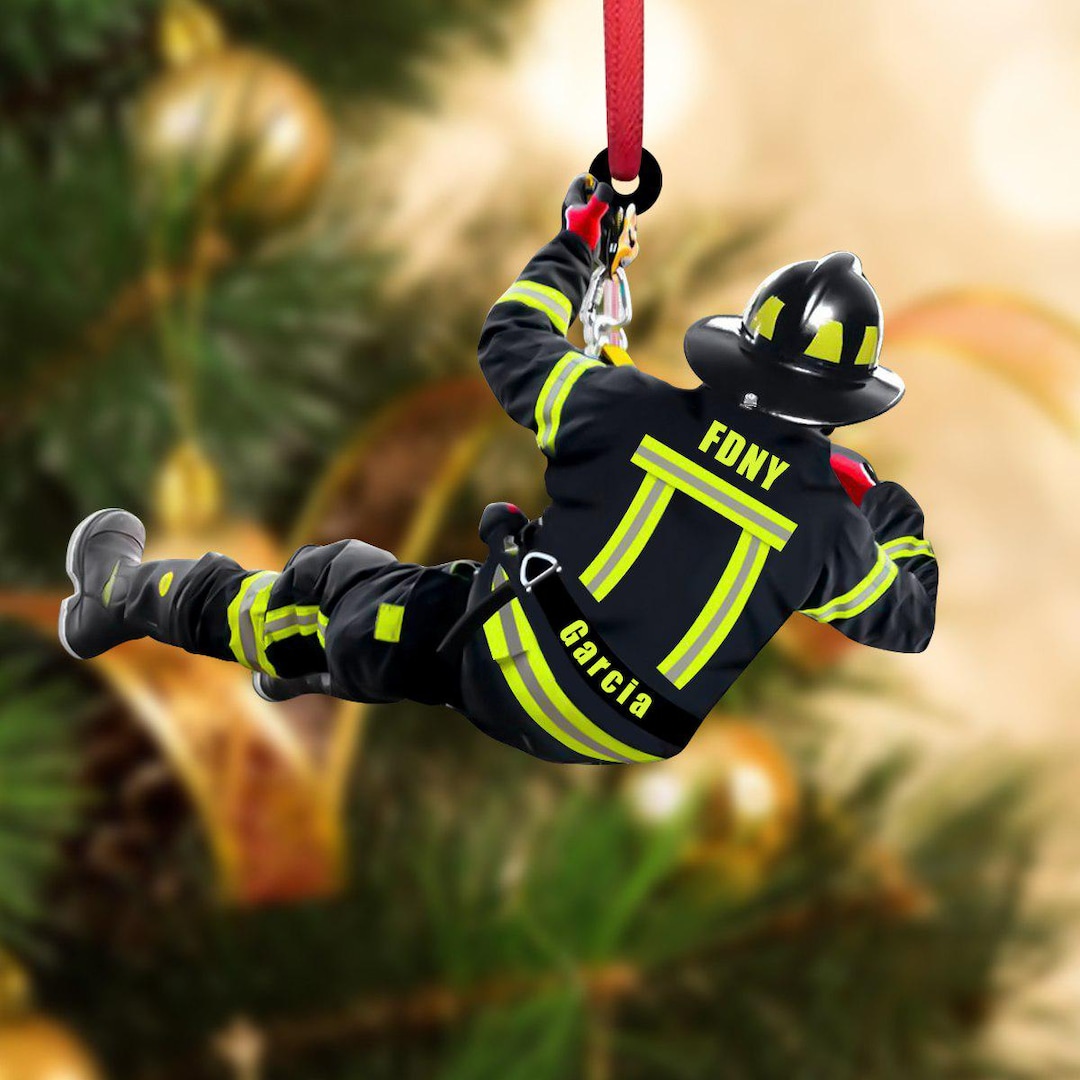 Personalized Firefighter Christmas 2025 Ornament, Custom Firefighter on ...