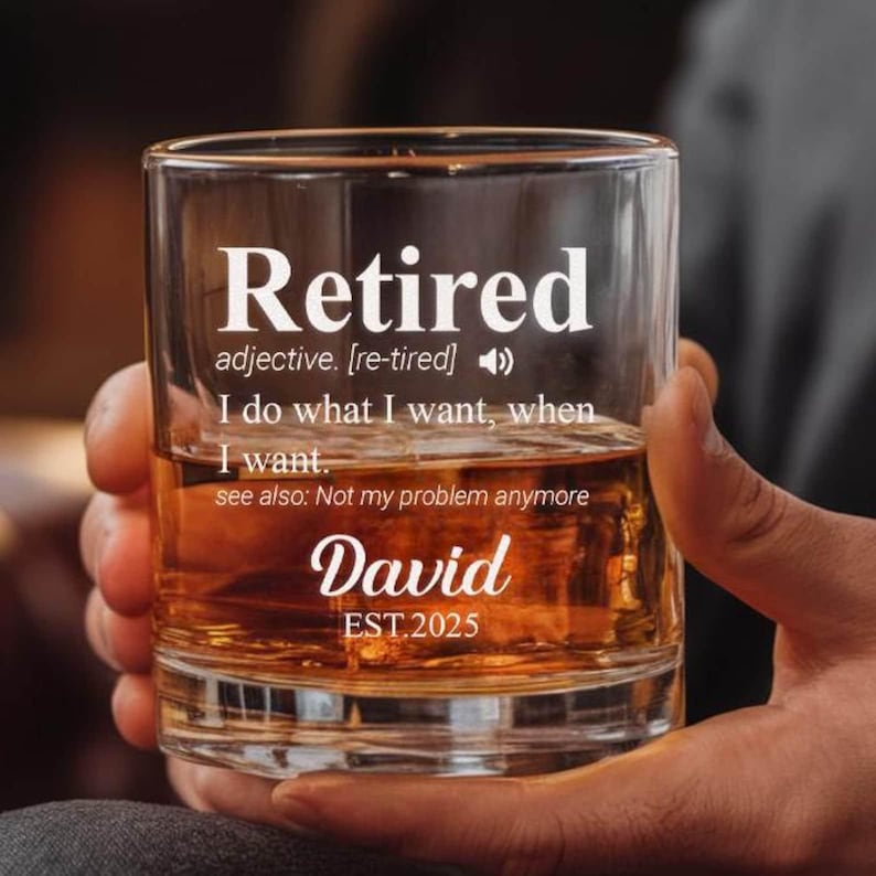 Personalized Retirement Definition Whiskey Glass - Retirement Whiskey ...