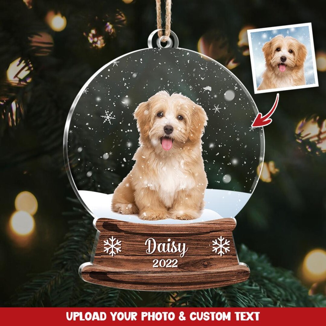 Custom Photo Snowball Pet & Family Printed Acrylic Ornament, Gift for ...