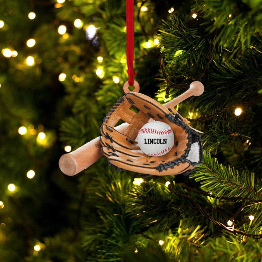 Personalized Baseball Christmas Ornament, Baseball Equipment Wood ...