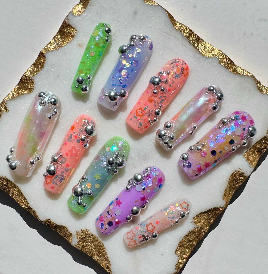 Abstract Confetti Blob Custom Luxury Press-on Nails - Etsy