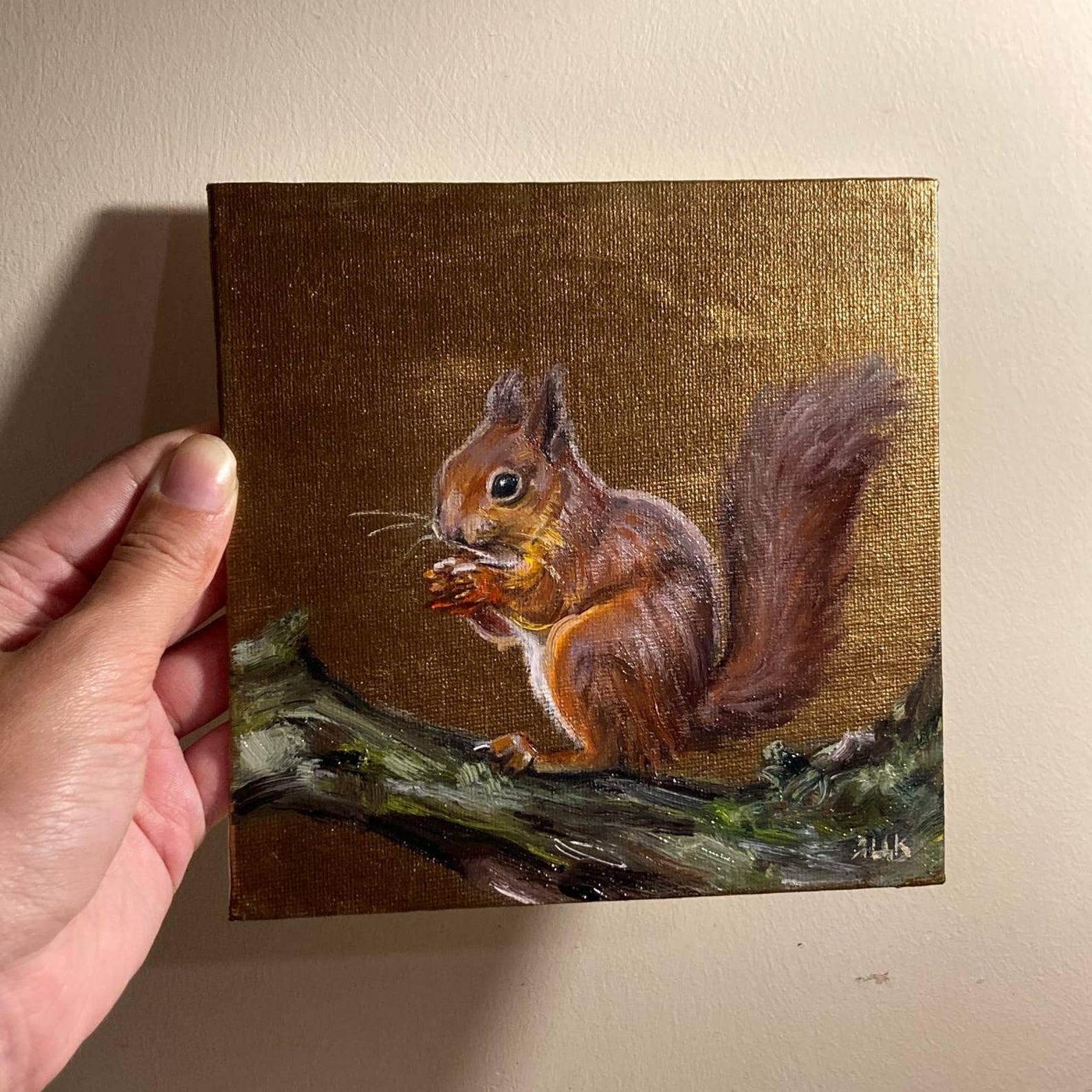 Squirrel Painting on Canvas Red Squirrel Original Art Animal Painting ...
