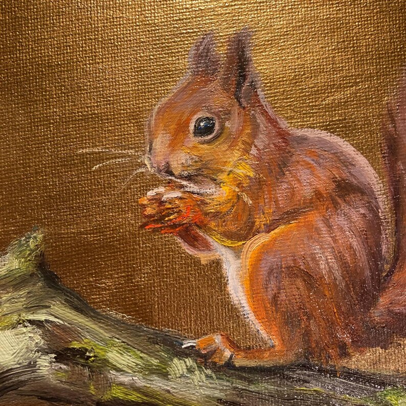 Squirrel Painting on Canvas Red Squirrel Original Art Animal Painting ...