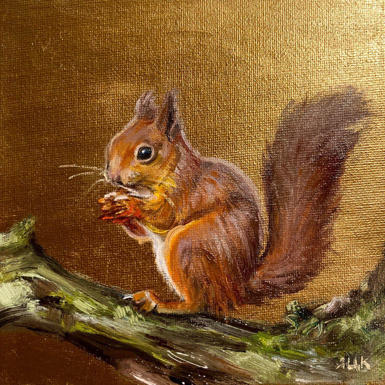 Squirrel Painting on Canvas Red Squirrel Original Art Animal Painting ...