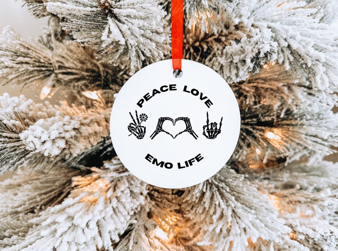 Peace Love Emo Life Ornament, Elder Emo Moms Club Ornament, Goth ...