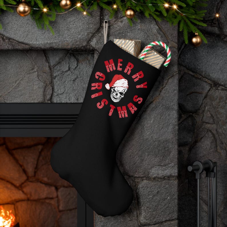 Goth Christmas Stocking, Emo Christmas Stocking, Skull Stocking, Goth ...