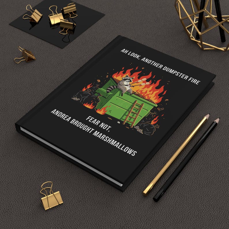 Personalized Dumpster Fire Raccoon Marshmallow Journal Notebook ...