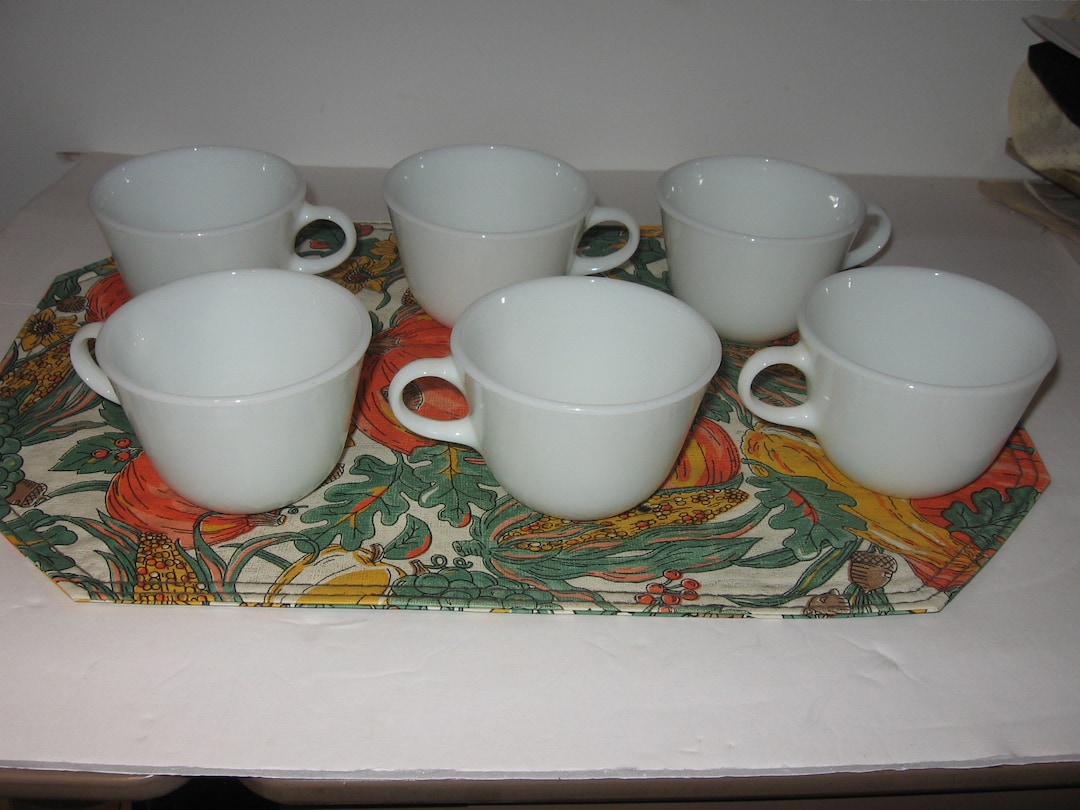 Vintage 6 White Pyrex Cups C Handle - Etsy