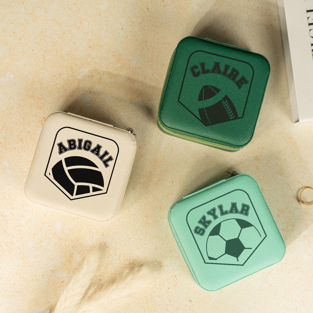 Personalized Sports Team Jewelry Organizer Box, Basketball Football ...