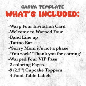 Warped Four Birthday Party Decor: Punk Rock Canva Template (digital ...