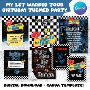 Warped Tour 1st Birthday Party Decor: Canva Template (digital Download ...