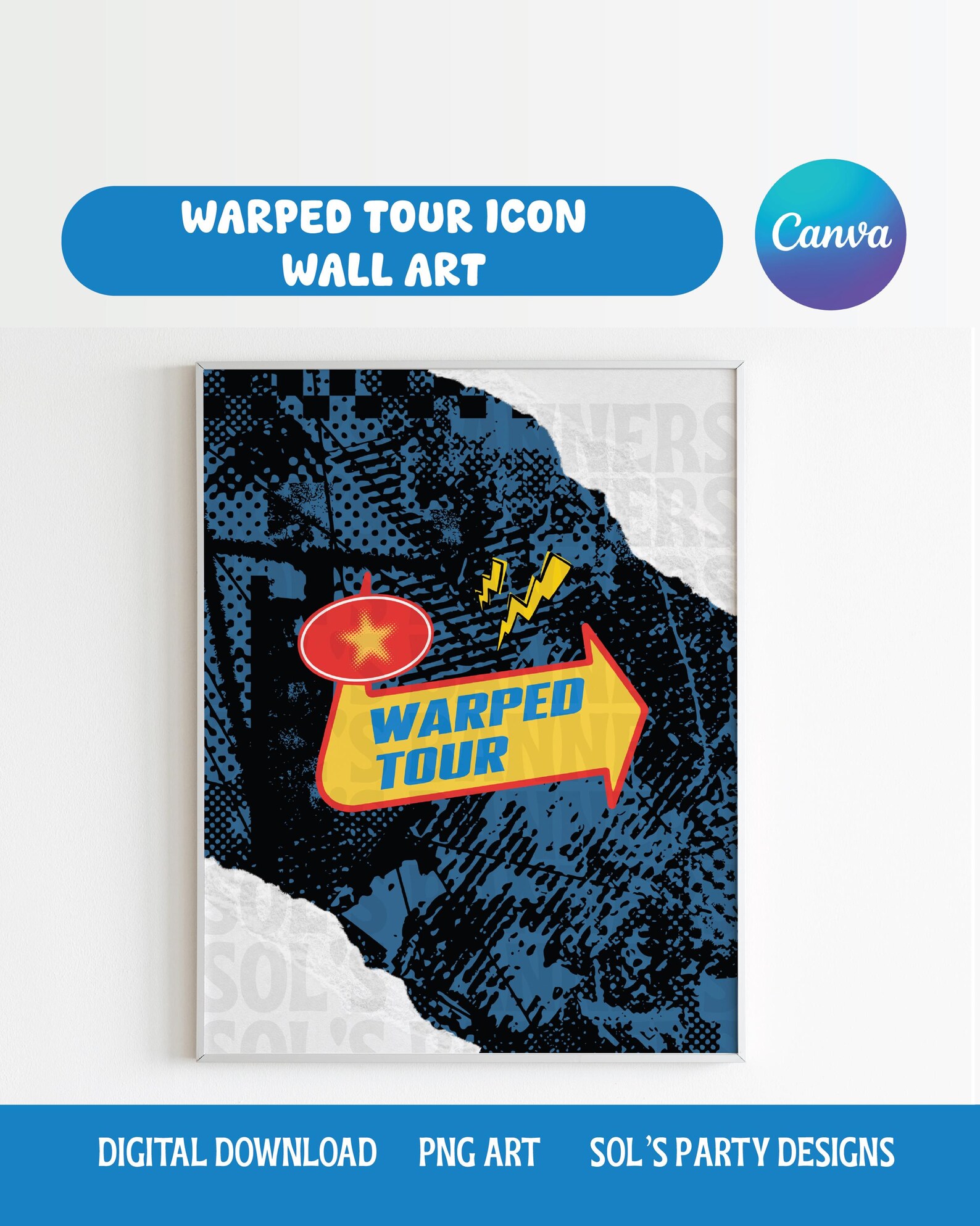 Warped Tour Checkered Border Print | Punk Rock Emo Room Decor (digital ...