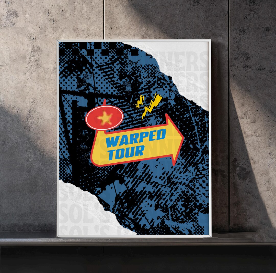 Warped Tour Checkered Border Print | Punk Rock Emo Room Decor (digital ...