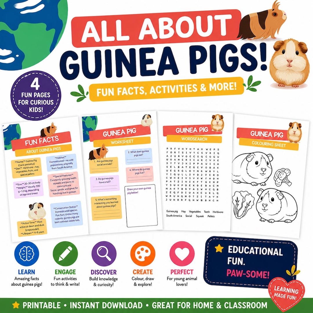 Guinea Pig Activity Pack KS1 KS2 | Pet Care Worksheets & Fact File ...