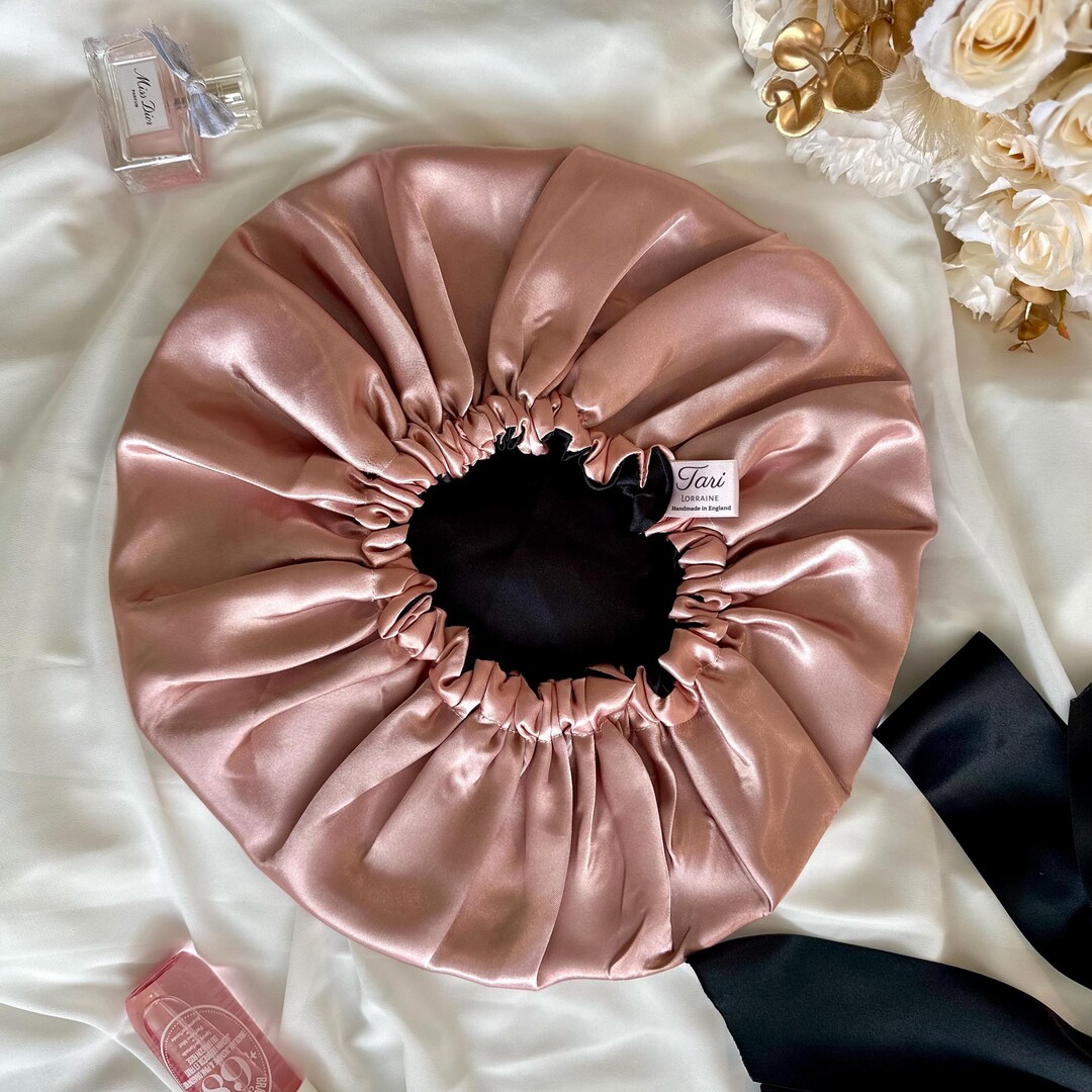 Rose Pink X Black Reversible Hair Bonnet - Etsy