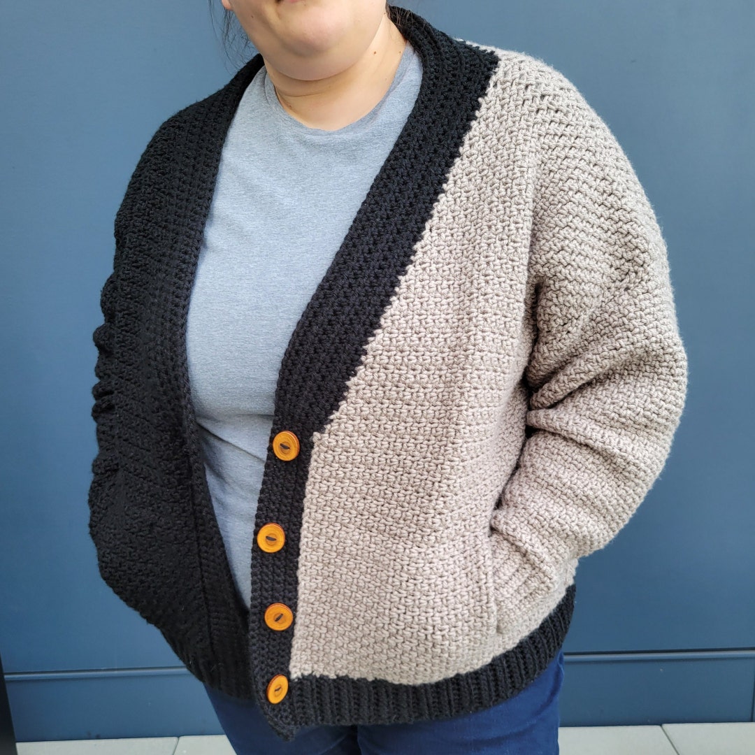 Colorblock Crochet Cardigan With Pockets! | Handmade to Order - Etsy