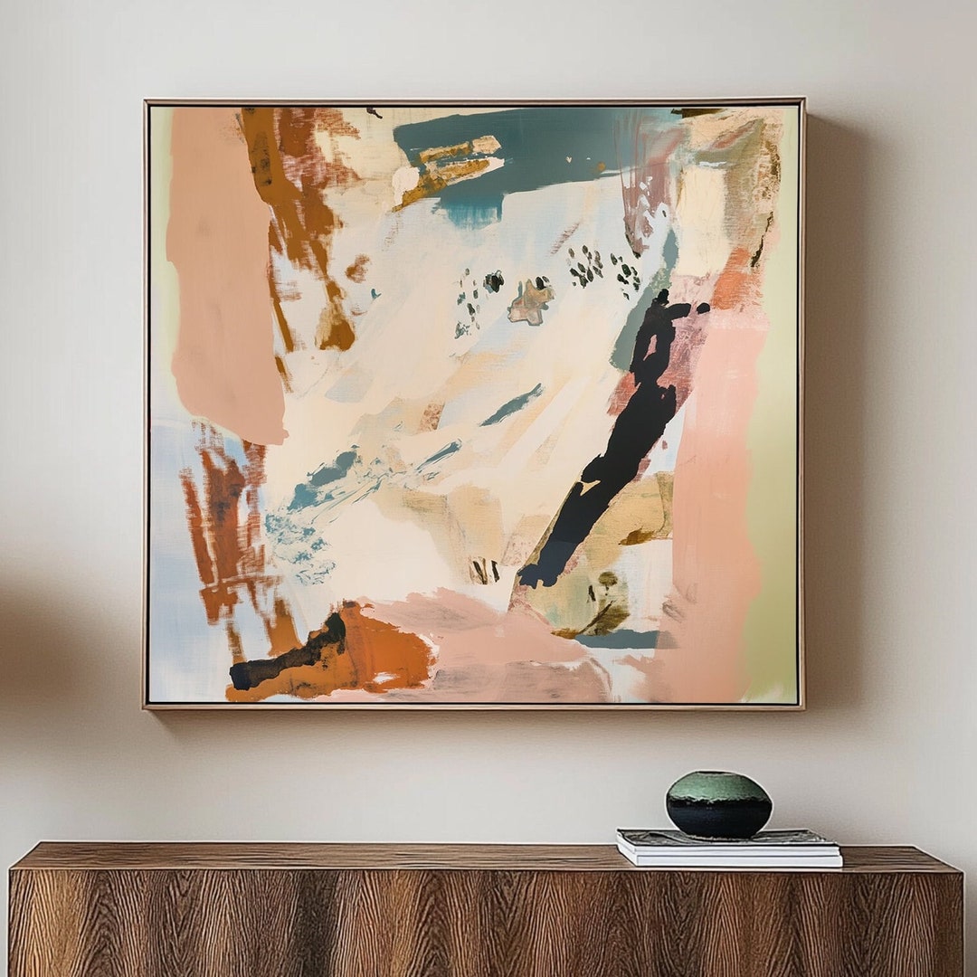 Large Earth Tones Minimalism Wall Art - Modern Painting for Home Decor ...