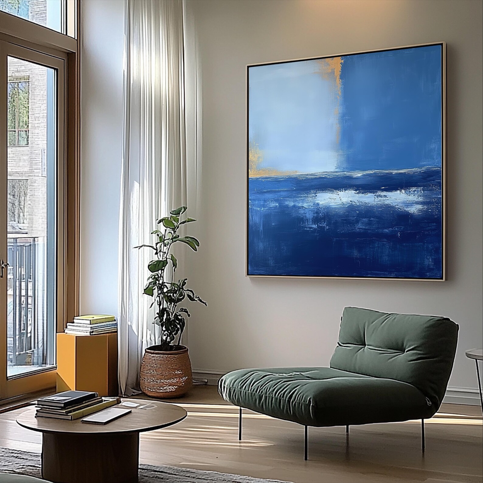 Blue Abstract Wall Art Print – Square Large Canvas Prints · Maximalist ...
