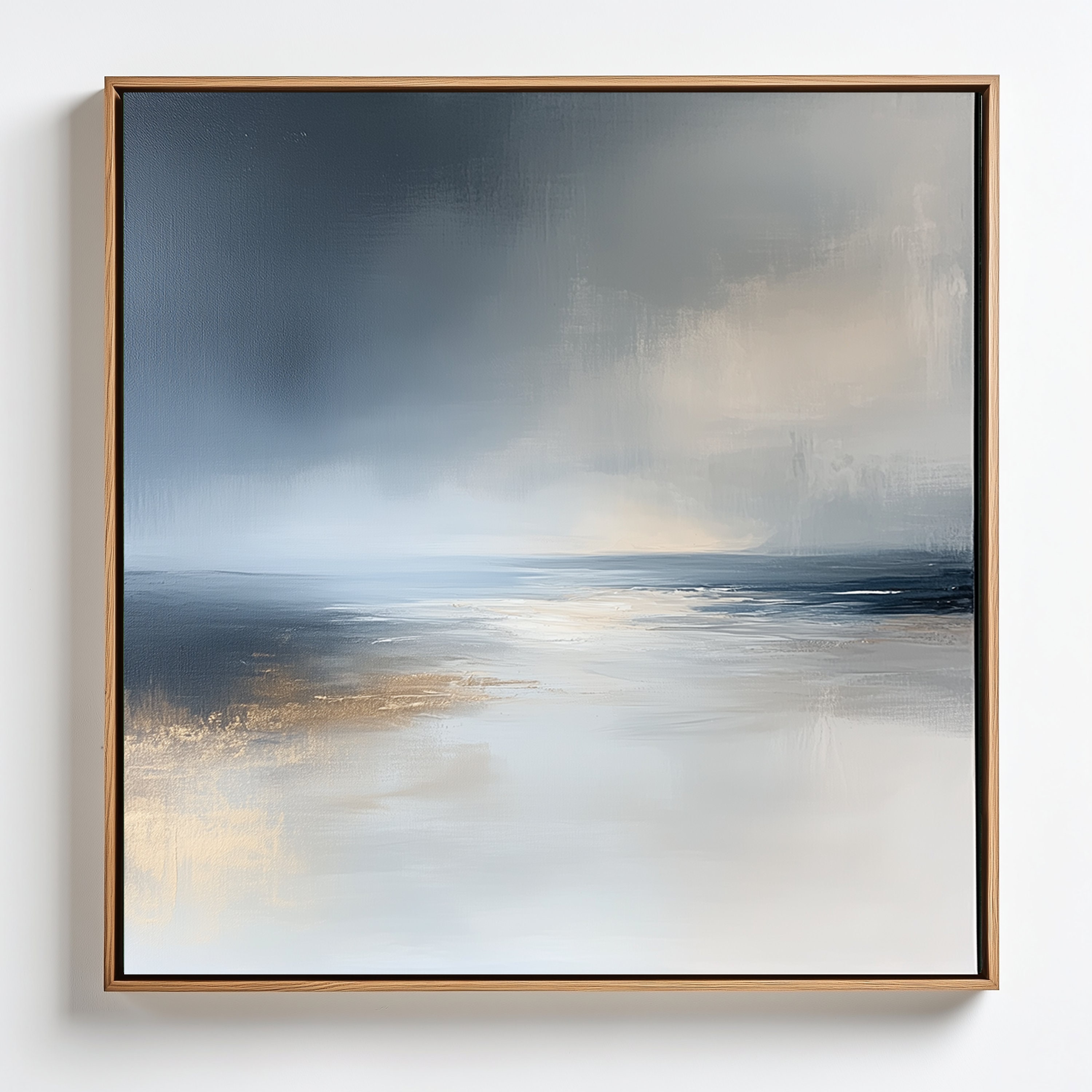 Nature Skyline Wall Art, Abstract Blue Gray Decor Canvas Print, Square ...