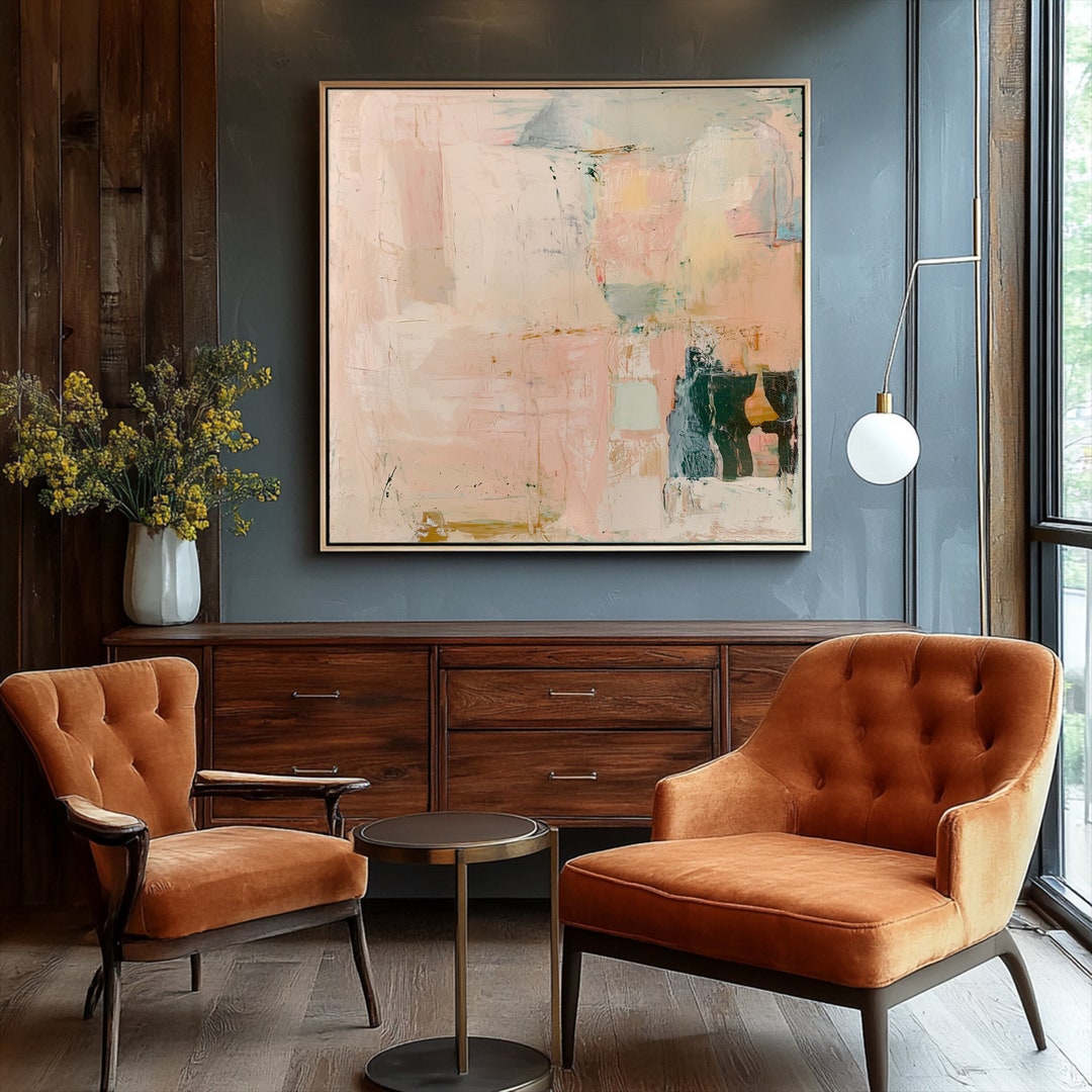 Modern Home Decor With Large Abstract Art - Earth Tones Minimalism ...