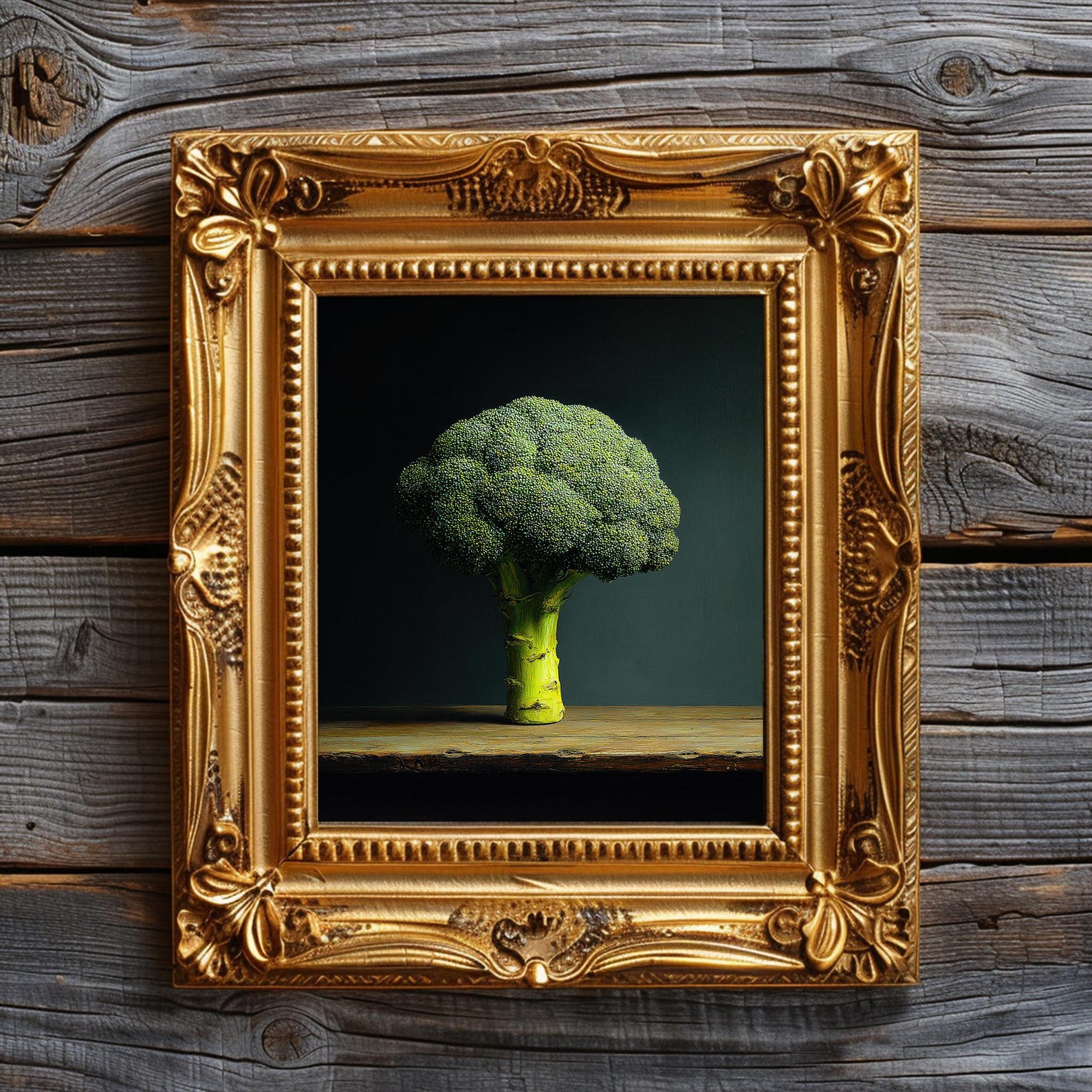 Broccoli Still Life Wall Art Print Realistic Vegetable Oil Painting ...