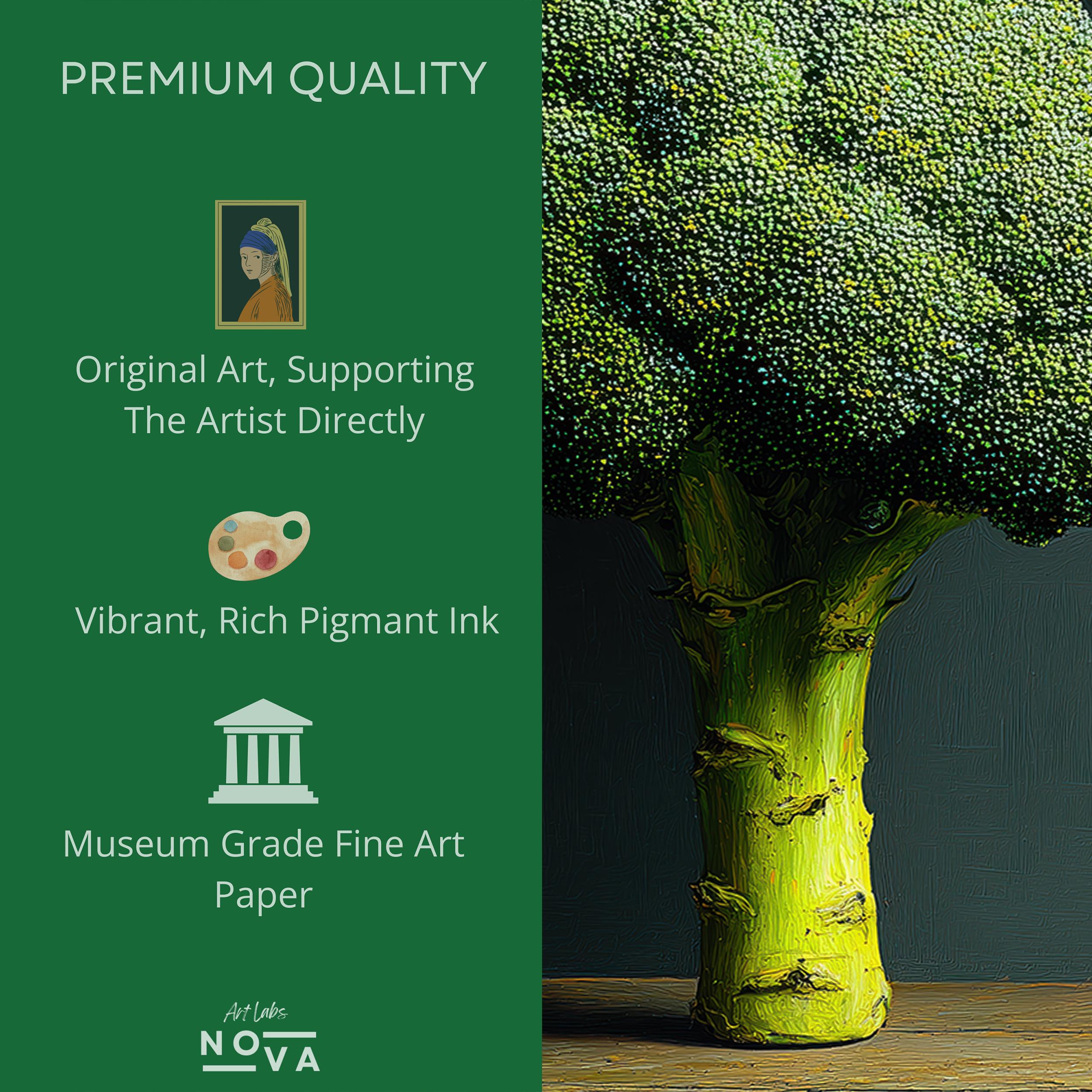 Broccoli Still Life Wall Art Print Realistic Vegetable Oil Painting ...