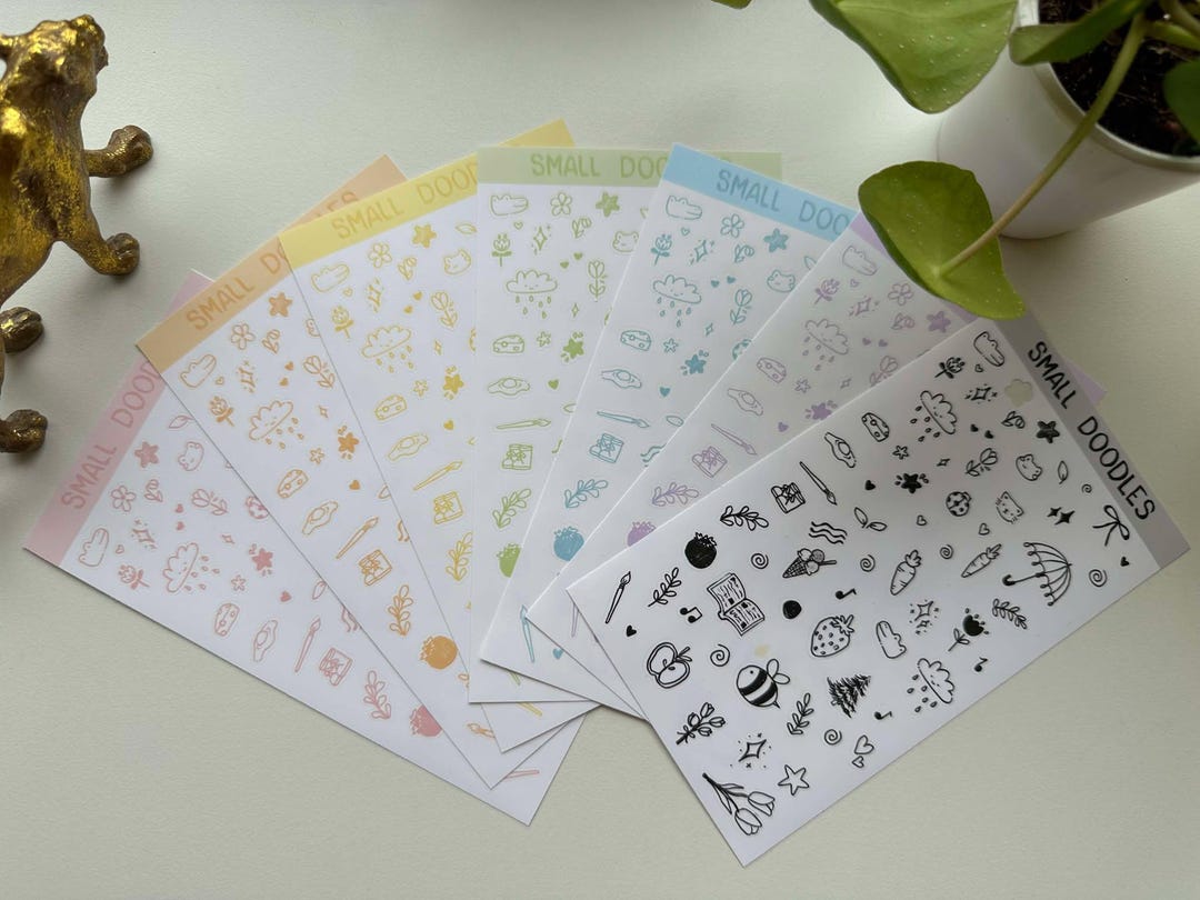 Small Doodles Sticker Sheet | Journal Stickers, Simple, Sticker Sheets ...