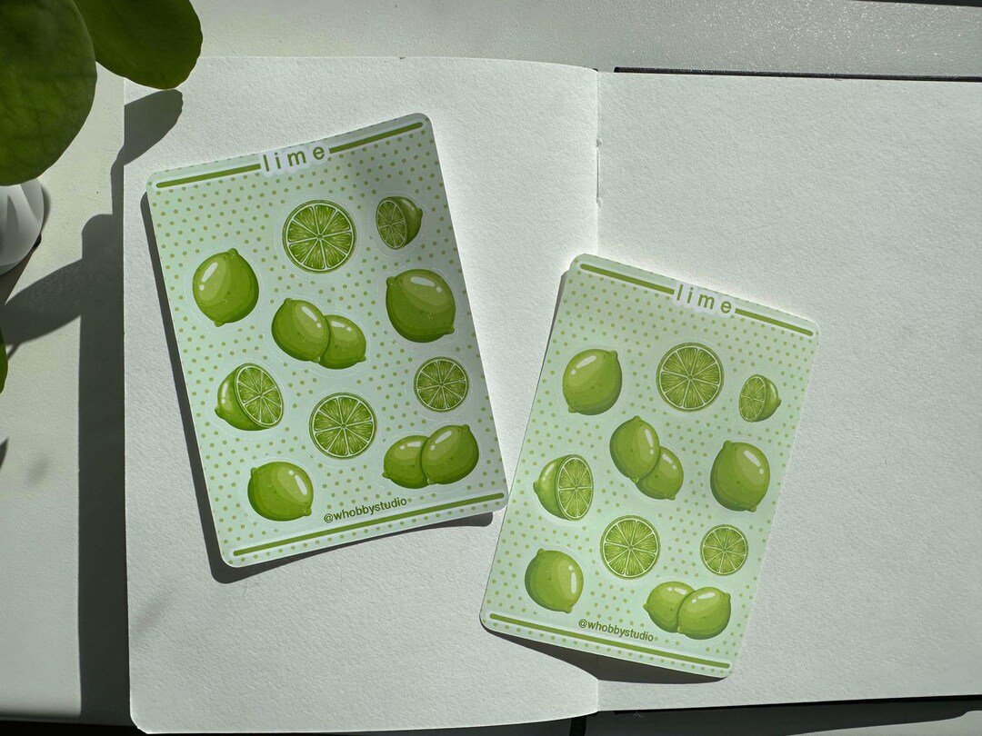 Lime Sticker Sheet Matte and Glossy Vinyl Journal Stickers, Fruit ...