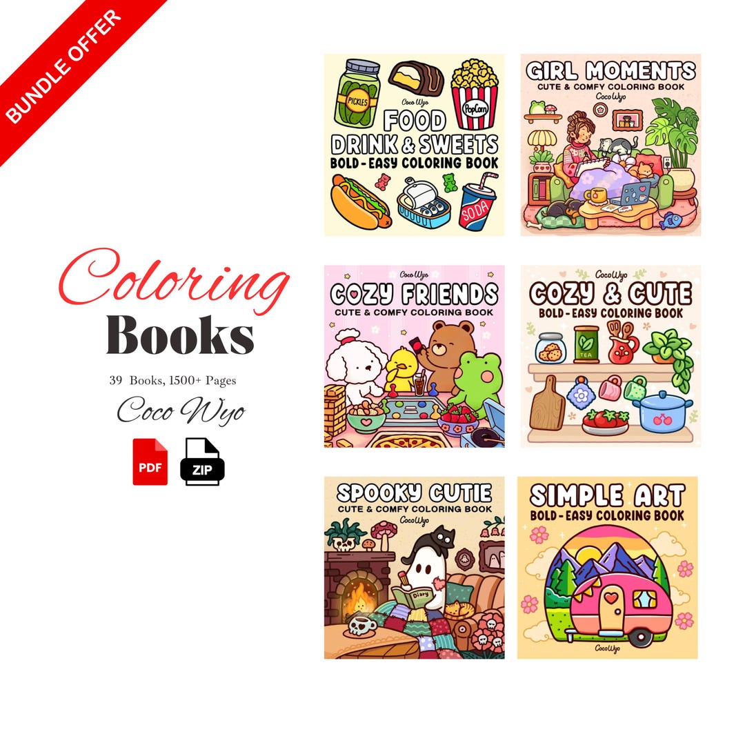 Mega Coloring Book Bundle: 39 Coco Wyo Books, 1500 Pages, PDF Download ...