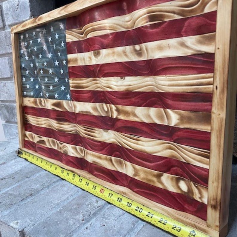 Handmade Wooden American Flag: Rustic Patriotic Wall Art, Custom Sizes ...