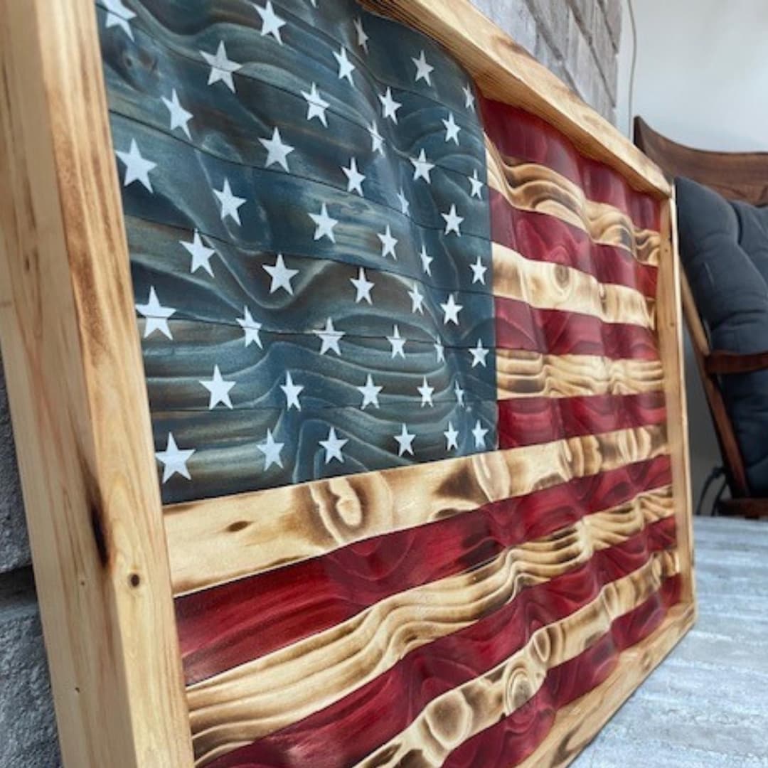 Handmade Wooden American Flag: Rustic Patriotic Wall Art, Custom Sizes ...