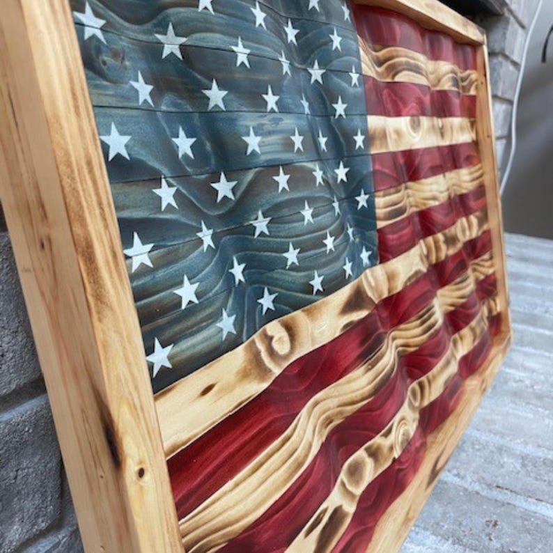 Handmade Wooden American Flag: Rustic Patriotic Wall Art, Custom Sizes ...