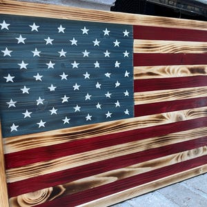 Handmade Wooden American Flag: Rustic Patriotic Wall Art, Custom Sizes ...