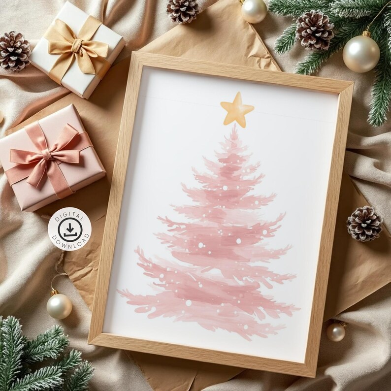 Pink Christmas Set of 10 Holiday Printable Wall Art (digital Download ...