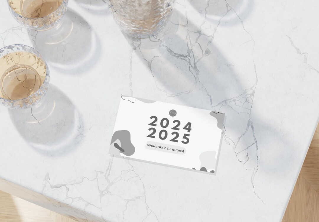 2024-2025 Printable Calendar Funky Black and White - Boho Modern ...