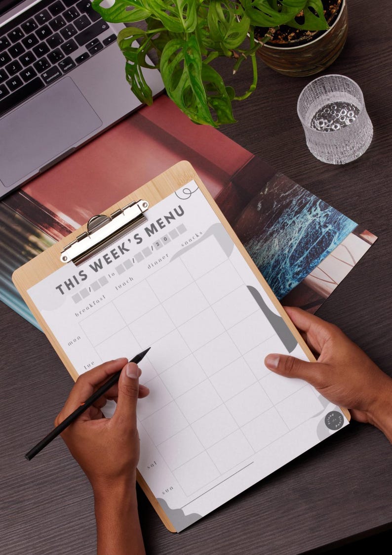 Printable Meal Planner - Black & White | Weekly Meal Plan, Food Tracker ...