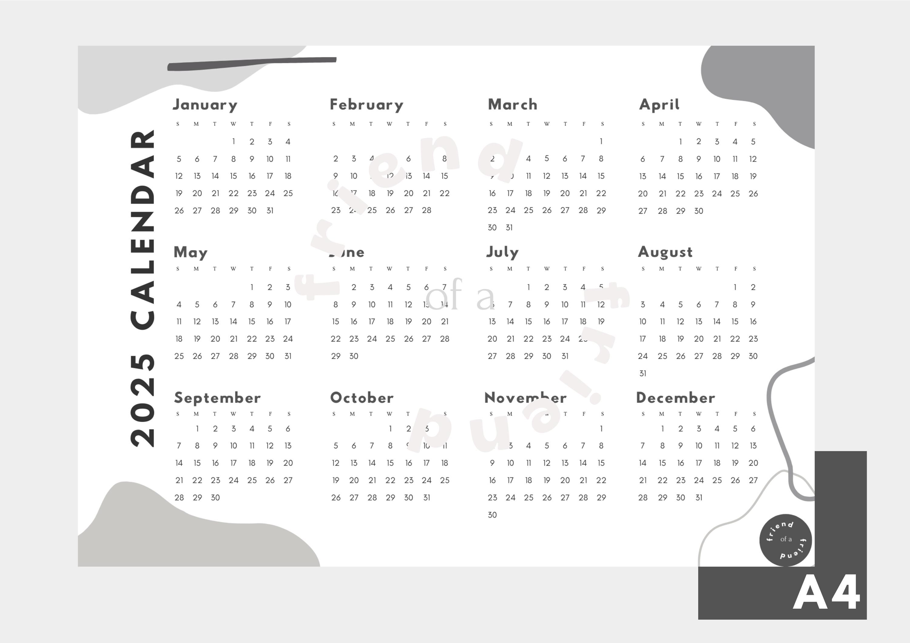 2024-2025 Printable Calendar Funky Black and White - Boho Modern ...